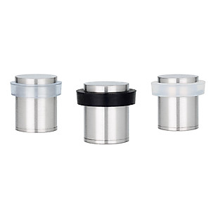 EVI | Pack 2 Doorstops | 20x25mm | Threaded Base | White Rubber | Stainless Steel | Includes Screw + Fastening Plug | Mod. I-181-BCB