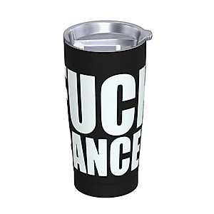 QIANGLAI Fuck-Cancer Stainless Steel Insulated Drinking Sport Cup Coffee Mug 20 Ounce with Lids and Straws