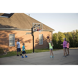 Goalsetter Contender In Ground Adjustable Basketball System with 54-Inch Glass Backboard and Flex Rim, Black (SS44554G3W)