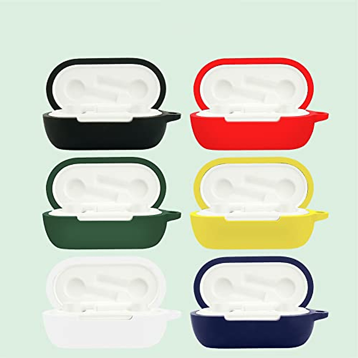 2 Pack DAYJOY Soft Silicone Protective Case Cover Compatible with OnePlus Buds Z2 TWS Earbuds, Protective Skin Sleeve with Key Chain (Black+Blue)