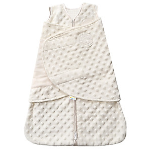 HALO Sleepsack Swaddle, 3-Way Adjustable Wearable Blanket, TOG 3.0, Velboa, Cream Plush Dots, Small, 3-6 Months