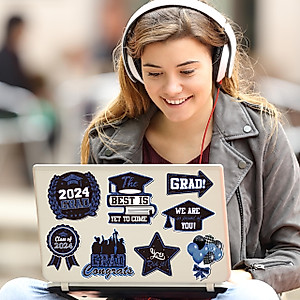 2024 Graduation Car Magnet Decoration 25Pcs, Magnetic Congrats Grad 2024 Refrigerator Garage Door Stickers, Class of 2024 Graduation Car Magnet Decal for Parade Decor Graduation Party Supplies (Blue)