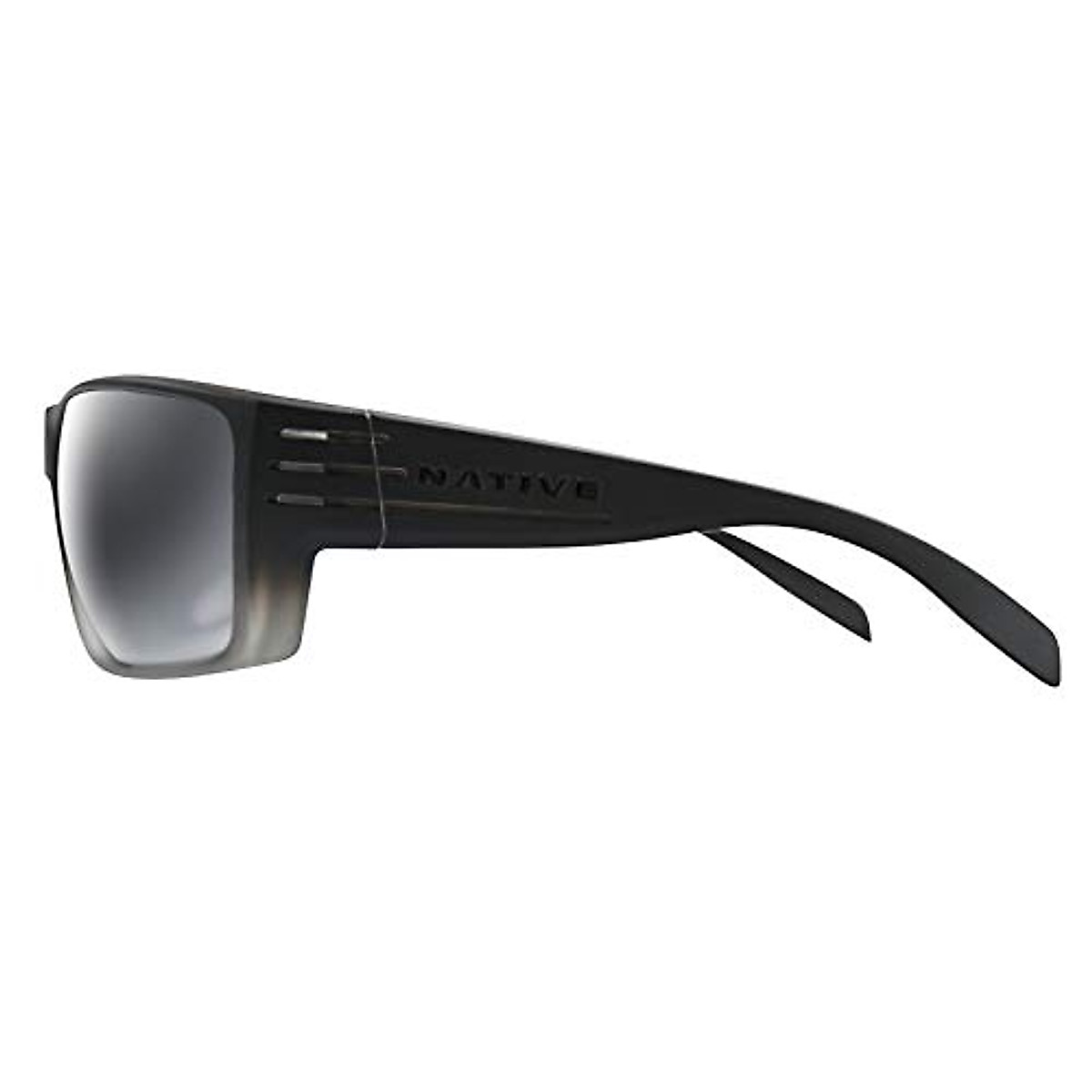 Native Eyewear Griz Polarized Rectangular Sunglasses, Smoke Fade/Silver Reflex, 66 mm