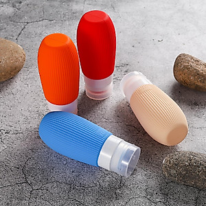 DEPOZA 3.4oz TSA-Approved Squeezable Silicone Travel Bottles - Leak-Proof, BPA-Free Containers for Shampoo, Conditioner, Lotion (4-Pack/Colorful)