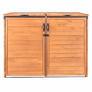 Leisure Season TRSL6741-D Large Horizontal Trash and Recycling Storage-Sheds, Medium Brown