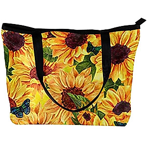 Tote Bag Women Satchel Bag Handbag Stylish Tote Handbag for Women Hobo Bag Fashion Crossbody Bag, Sunflower Butterfly Autumn