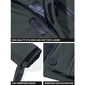 TACVASEN Rain Coat Mens Winter Warm Jacket Fleece Waterproof Jakcet Ski Snow Coats for Men Insulated Softshell Jacket