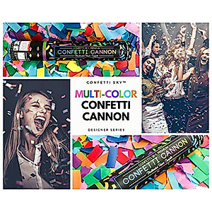 Confetti Sky [6 Pack] 12 Inch Confetti Cannons | Multicolor Biodegradable Confetti Poppers for Wedding Celebration, Birthday Party, Pranks, Graduation, Christmas Eve and New Year Celebration