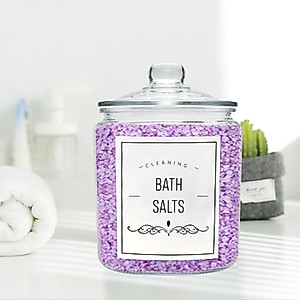 Encheng 1 Gallon Glass Jars with Lids and Scoops,Clear Glass Storage Containers with Labels for Laundry Room Organization,Large Glass Canisters Set for Kitchen Pantry,Laundry Supplies,Bathroom,2 Pack