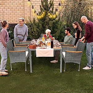 ARTBUSKE 7 Piece Outdoor Patio Table and Chairs Set of 6 Outdoor Dining Set for 6 Patio Dining Sets Back Yard Furniture Set for Outside Patio Garden Deck,Grey