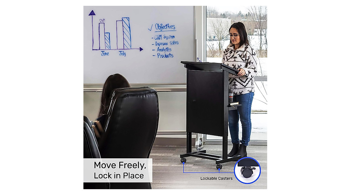 Adjustable Standing Desk & Portable Lectern - Heavy Steel Frame
