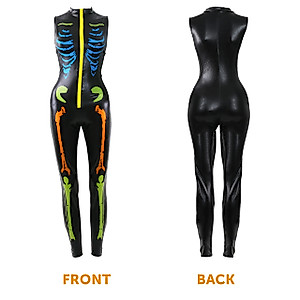 Christy's Adults Neon Skeleton Catsuit Costume (Size 14-16)