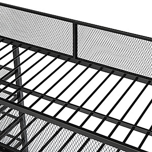 Bellemave Twin Size Metal Loft Bed with 4-Tier Shelves and Storage, Loft Bed with Bookshelf (Black)