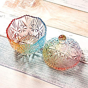 Danmu 1Pc Colorful Glass Storage Jar with Lid Candy Cookie Jar Jewelry Box Buffet Jar Biscuit Containers (750ml / 26oz)