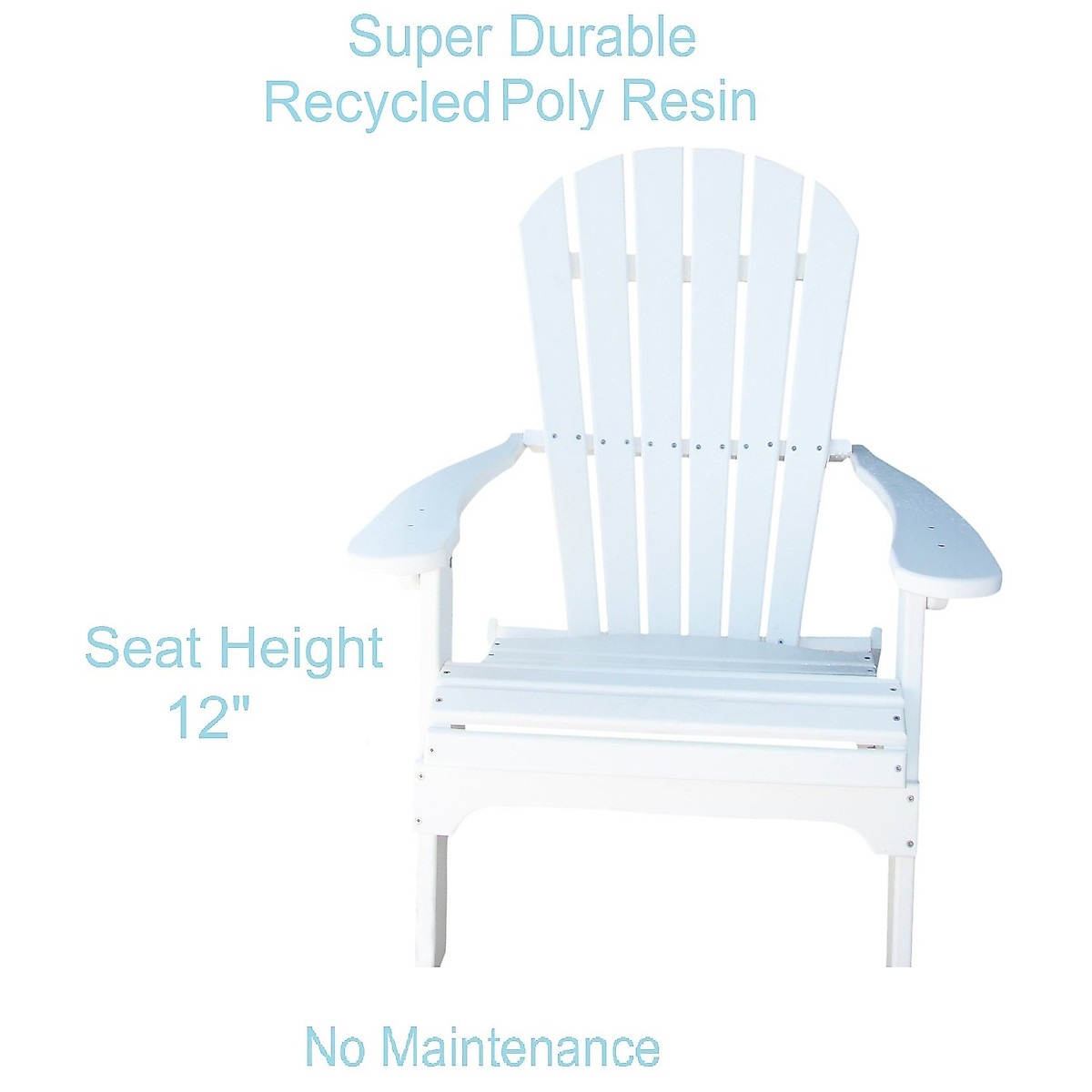 Phat Tommy Foldable Adirondack Chair - Poly Adirondack Chair Folding - HDPE, Heavy Duty, Recycled Plastic - All Weather Outdoor Furniture for Your Deck, Front Porch, or Patio, White