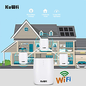 KuWFi Whole Home Mesh WiFi System 3-Pack AC3600 High Speed Seamless Roaming WiFi Network Dual Band 2.4G&5.8G Router for Whole Home Coverage