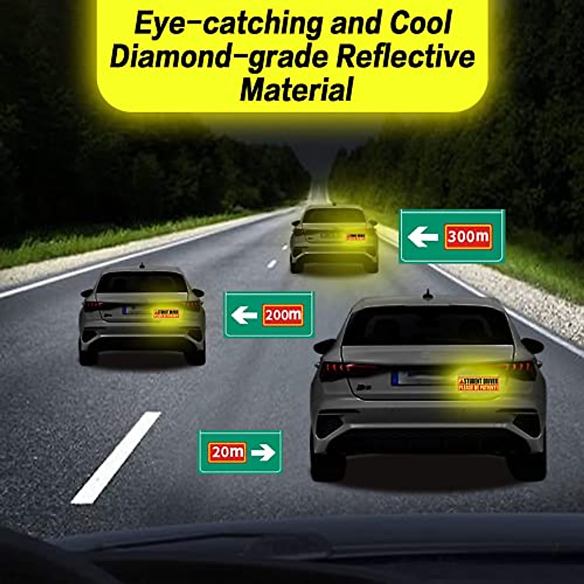 Sukh New Driver Magnet for Car - Student Driver Magnet for Car Boys and Girls New Student Driver Sticker Reflective Safety Signs Reusable Movable 3 Pcs
