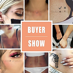 ZS 14-15Pcs Stainless Steel Dermal Piercing Jewelry 16G Diamond CZ Dermal Anchor Tops Skin Microdermal Piercing Jewelry for Men Women (B)