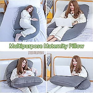 AMCATON 60 Inch Pregnancy Pillow for Sleeping, Extra Large U Shaped Body Pillow, Maternity Pillow for Pregnant Women (Light Grey)