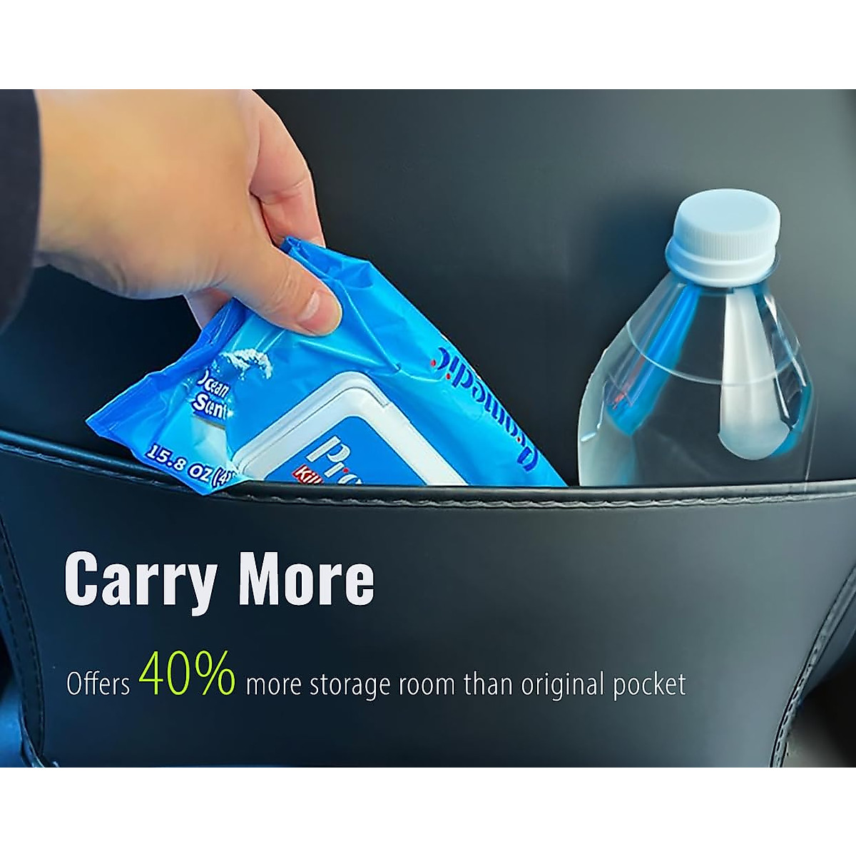 LunaBox Seat Back Protector Designed for Tesla Model Y/3 - Wear Resistant Seat Protector, Seat Back Kick Mats with Bigger Organizer Pocket - 2 PCS (Black)