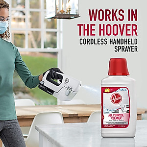 Hoover All Purpose Cleaner Solution, 32 oz., Lemon Scent, For Use on Hard Floors, Counters, Tubs and More, Formulated for Cordless Handheld Sprayer