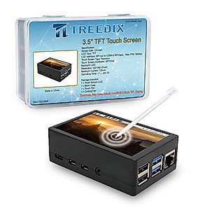 Treedix 3.5 inch TFT Touch Screen Module 320x480 Resolution LCD Display Compatible with Raspberry Pi 4B/3B/3B+ with Touch Pen ABS Case and Cooling Fan Compatible with Raspberry Pi 4B