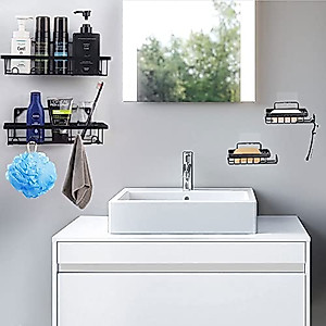 MOGLOR 4 Pack Shower Caddy Shelf Organizer Rack,Adhesive Shower Caddy Basket Shelf with Soap Holder for Inside Shower,No Drilling Rustproof Wall Mount Shower Storage Accessories for Bathroom, Kitchen