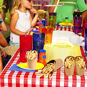 Disposable French Fries Holder 14 oz Take out Party Baking Supplies Waffle Paper Popcorn Sandwich Ice Cream Holder Cup Kraft Paper Container for Wedding Party Food Cones (Brown,100 Pieces)