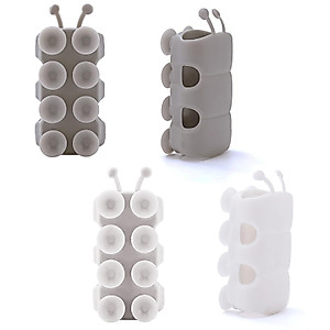 Inchant 4 Pieces Silicone Shower Head Holder Universal Relocatable Shower Head Suction Cup Holder Silicone Non Drilling Movable Fixed Seat Shower Bracket