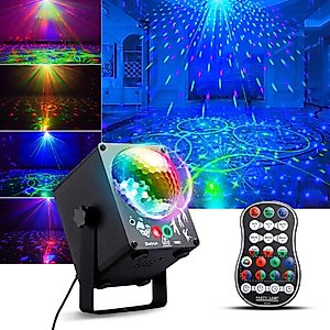 Party Dj Disco Stage Light with Sound Activated and 60 Color Changing, Bietrun Led RGB Laser Rave Flashing Strobe Lights with Remote Control for Parties, Wedding, Dance Floor, Bar, DJ, Birthday, KTV