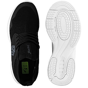 Giniros Womens Slip On Walking Shoes Non Slip Running Shoes Breathable Workout Shoes Lightweight Gym Sneakers Black White Size 8.5