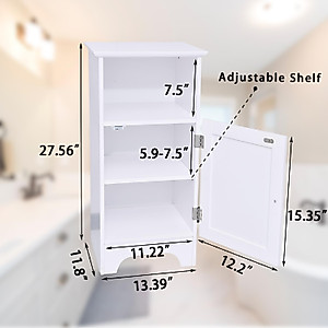 Ceredeme Bathroom Storage Cabinet, Compact Wooden Single Door Floor Cabinet with Adjustable Shelf, Small Space Solution, Organizer for Kitchen, Bathroom, Living Area