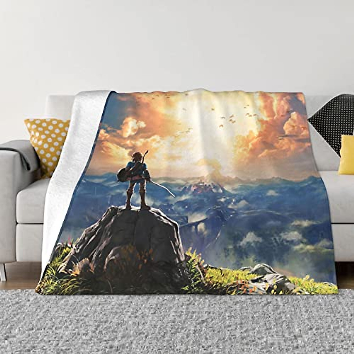 Game Anime Mountain Castle Throw Blanket Flannel Fleece Blanket Soft Cozy Air Conditioning Blankets for Bed Sofa Couch Camping 50"x40"