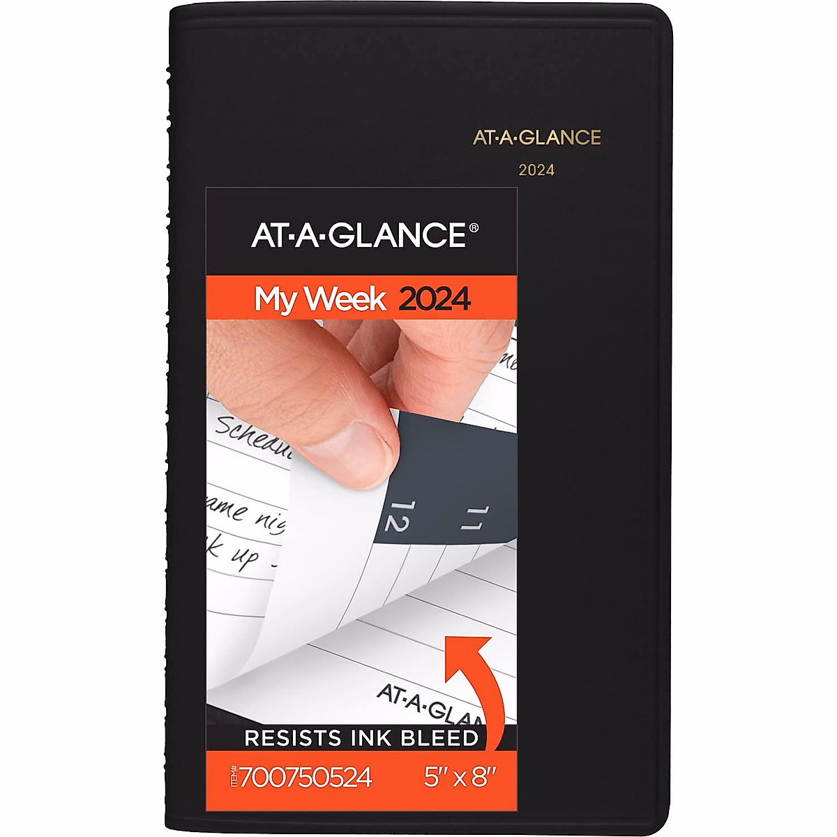 AT-A-GLANCE 2024 Weekly Appointment Book Planner, 5" x 8", Small, Black (700750524)