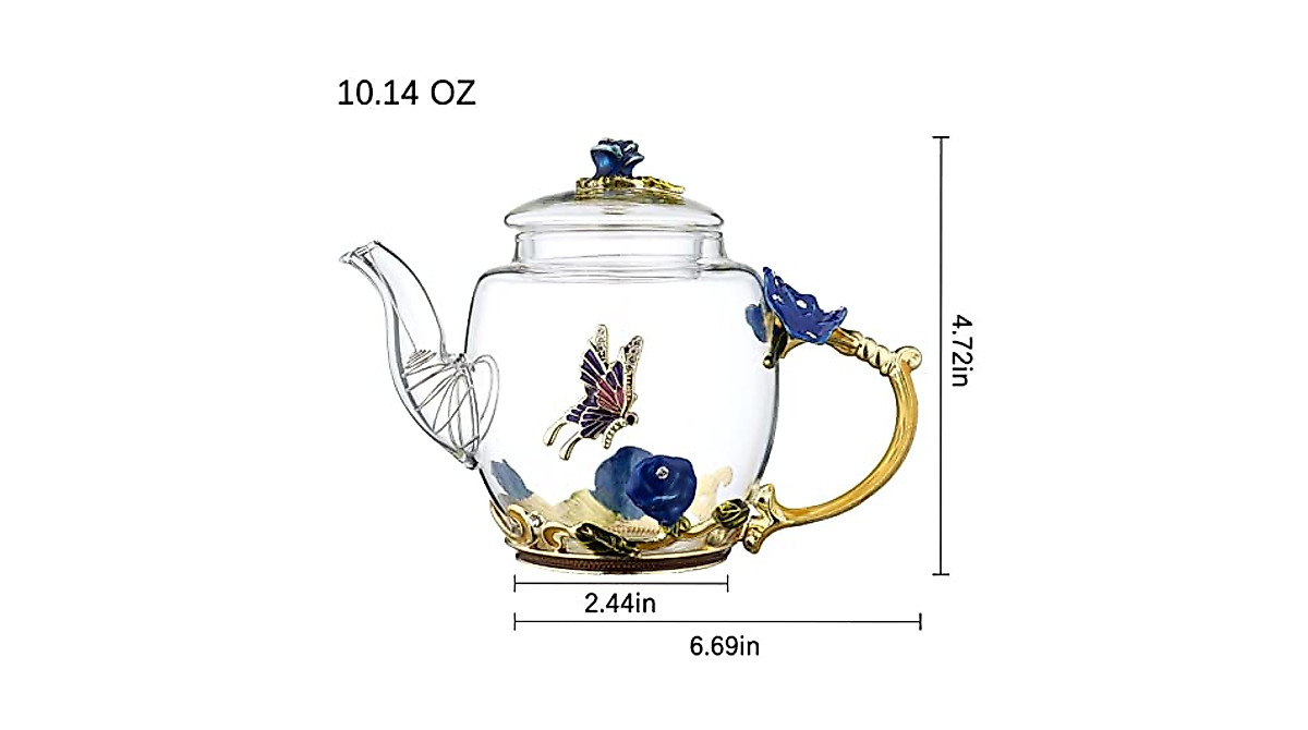 Elegant Floral Glass Teapot Set for Tea Parties