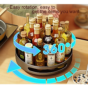 BULTIWEUD 1 Tier Lazy Susan Turntable Spice Rack Organizer Food Storage Container for Kitchen Cabinet, Spinning Organizer for Spices,Condiments,Black