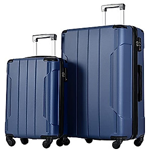 Merax Luggage Sets of 2 Suitcases With Wheels Expandable Lightweight, TSA Lock, Hardside Spinner Carry On Luggage, 20 28 inch Blue
