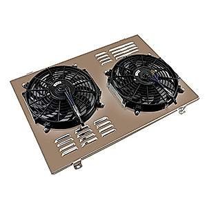 ECMRAD Aluminum Radiator Shroud+2x12"Fans Compatible for 1973-1991 Chevy C10 C20 C30 K10, K5 Blazer Truck 5.7L 7.4L V8, Pickup Blazer/GMC