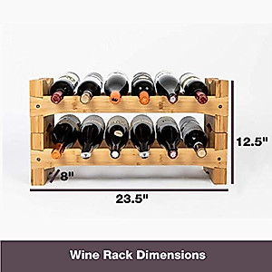 Vistal Stackable Wine Rack | Modern Countertop Bottle Storage | Freestanding Wine Organizer | Custom Design | Solid Wood