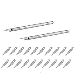 Comidox 2 Sets Stainless Steel Precision Carving Cutter Craft Knife Solid Metal Pen Knife Razor Tool for Phone PC Tablet Drone Repair DIY Art Work Sculpture