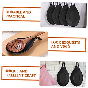 Zerodeko 3pcs Silicone spoon rest cooking utensil rest silicon spoon rest kitchen spoon rest tea bag holders black desk mat household spoon rest holder Storage rack desktop