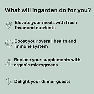 ingarden Microgreens Growing Kit - Organic Superfood Sprouting Seed Pads (3) | Auto 4-Stage LED Grow Lights & Hydroponic Watering System | Chic Steel Frame & Ceramic Bowl, Plastic-Free [Rose]