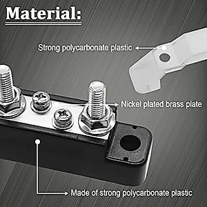 Seamaka (Red+Black) Power Distribution Terminal Block with Cover with 4 x 1/4”(M6) Post,6 x M4 Terminal Screws,Battery Bus Bar with Ring Terminals for Car Boat Marine O-038-10-C-N