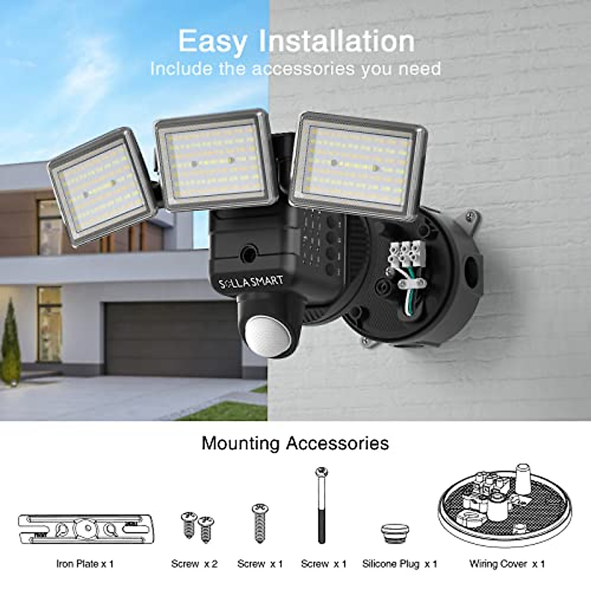 Smart LED Security Lights, 36W 5000LM Dimmable Motion Sensor Lights Outdoor, 2700K-6500K, IP65 Waterproof, App Group Control, Dusk to Dawn Security Flood Light for Garage, Yard, Porch