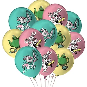 36 Pcs Tea Party Balloon Party Decorations 3 Styles Colorful Wonderland Theme Latex Balloon Baby Shower Girl Tea Party Decorations Supplies