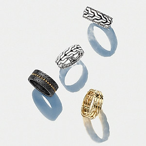 John Hardy Classic Chain Collection Men's Band Ring, 8MM 925-Sterling Silver Ring