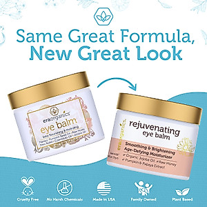 USDA Organic Eye Moisturizer Cream - Rejuvenating and Nourishing Age Defying Balm - Natural Ingredients for Sensitive Skin with Jojoba Oil, Argan Oil for Puffiness, Fine Lines Plus More