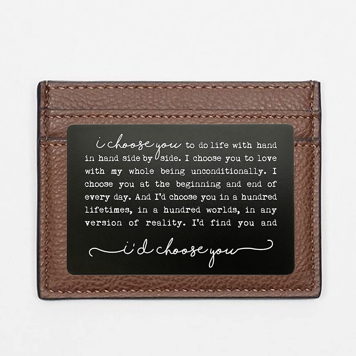 I Choose You Metal Wallet Insert Card, Engraved Gift for Him, Pocket Keepsake, Husband Gift, Anniversary Gift for Men, Wedding Anniversary Gift for Husband, Gifts for Him (Black)