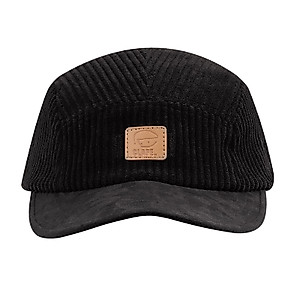 Clakllie Corduroy Baseball Cap Snapback 5 Panel Hat Solid Colors Trucker Dad Hat Stylish Biker Board Caps Sun Hat,Balck