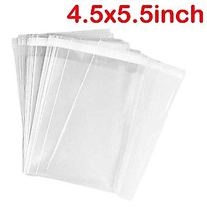 100Pcs 4.5" x 5.5" Clear Cello/cellophane Self-adhesive Sealing Treat Bags Gift Packing Supplies For Bakery Candle Cookie